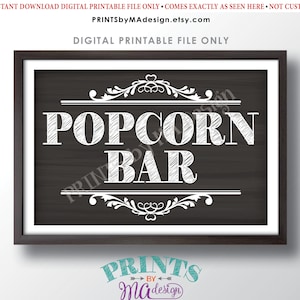 Popcorn Bar Sign, Popcorn Party, Large Popcorn Sign, PRINTABLE ...