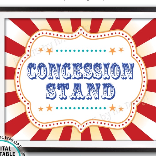 Carnival Party Concession Stand Sign Concessions Carnival | Etsy