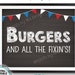 Burger Bar Sign, Burgers & All the Fixin's, Build Your Own, 4th of July ...