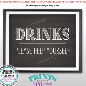 Drinks Sign, Please Help Yourself to a Beverage Station Sign, PRINTABLE ...