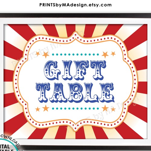 Carnival Gift Table Sign Gifts Carnival Theme Party Sign - Etsy