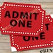 Admit One Carnival Ticket, Circus Ticket, Birthday Party, Halloween ...