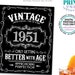 1951 Birthday Sign, Better With Age Vintage Birthday Poster, Whiskey ...