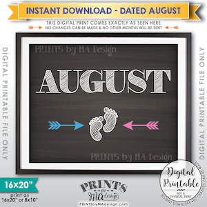 AUGUST Pregnancy Announcement Sign, Subtle Due Date Month, Expecting ...
