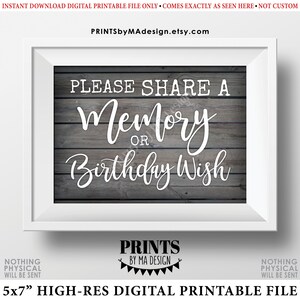 Share a Memory or Birthday Wish Sign, Write a Memory, Share Memories ...