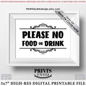 Please No Food or Drink Sign, Keep Food Out, PRINTABLE 5x7” Black ...