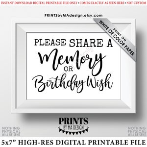 Share a Memory or Birthday Wish Sign, Write a Memory, Share Memories ...
