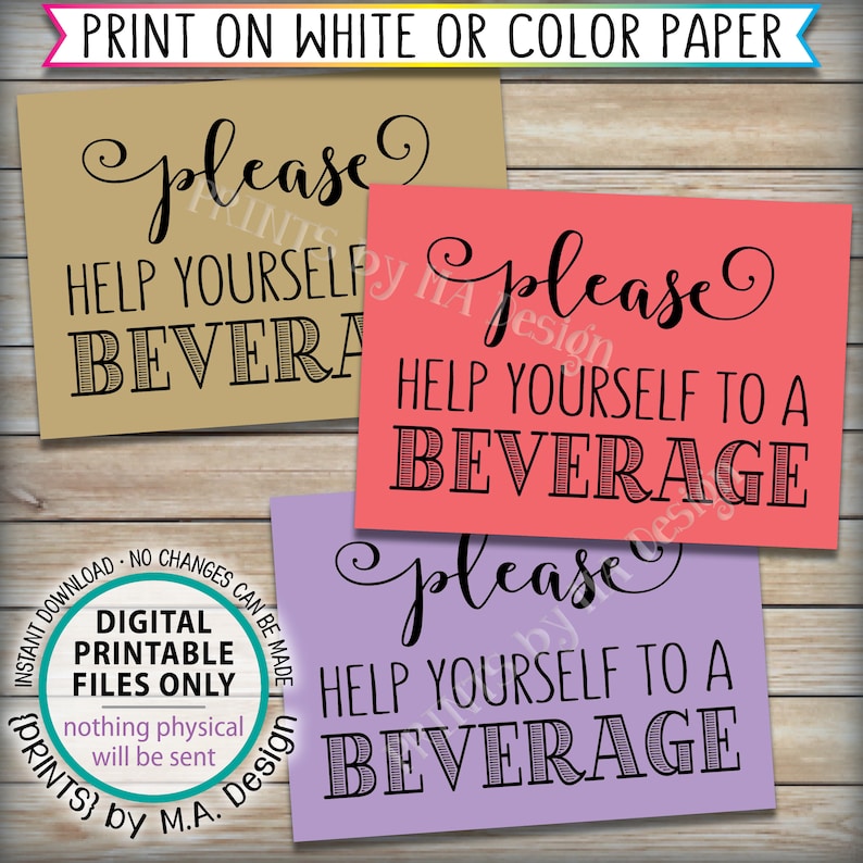 Beverage Station Sign Please Help Yourself to a Beverage | Etsy