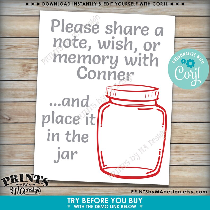 Custom Jar Sign Editable Jar Sign One PRINTABLE 8x10/16x20 - Etsy