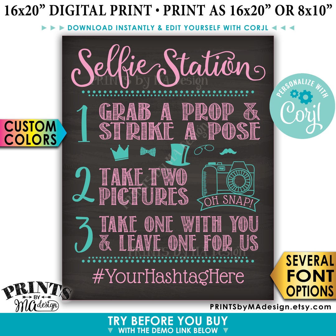 Selfie Station Sign, Take 2 Pictures & Leave One for Us, Custom ...