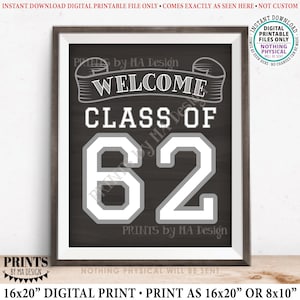 Class of 1962 Sign, Welcome Class of '62 Reunion Decoration, Chalkboard ...