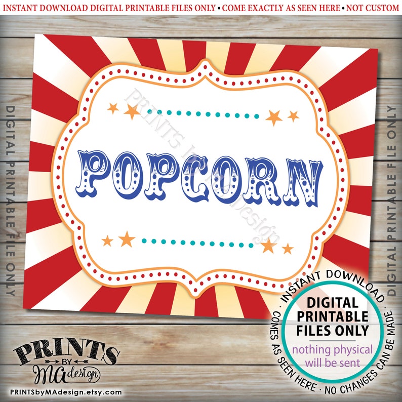 Carnival Food Signs Popcorn Cotton Candy Hot Dogs Candy | Etsy