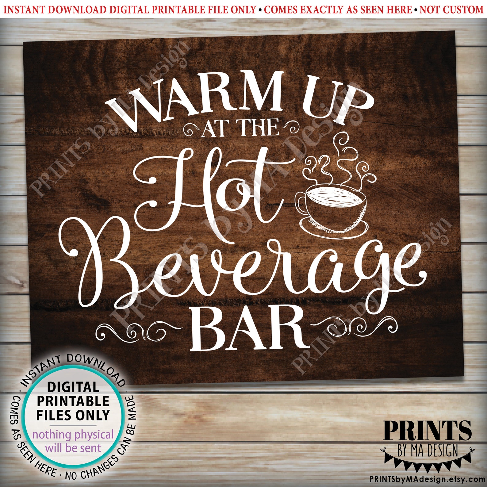 Warm up at the Hot Beverage Bar Sign Coffee Tea Hot - Etsy