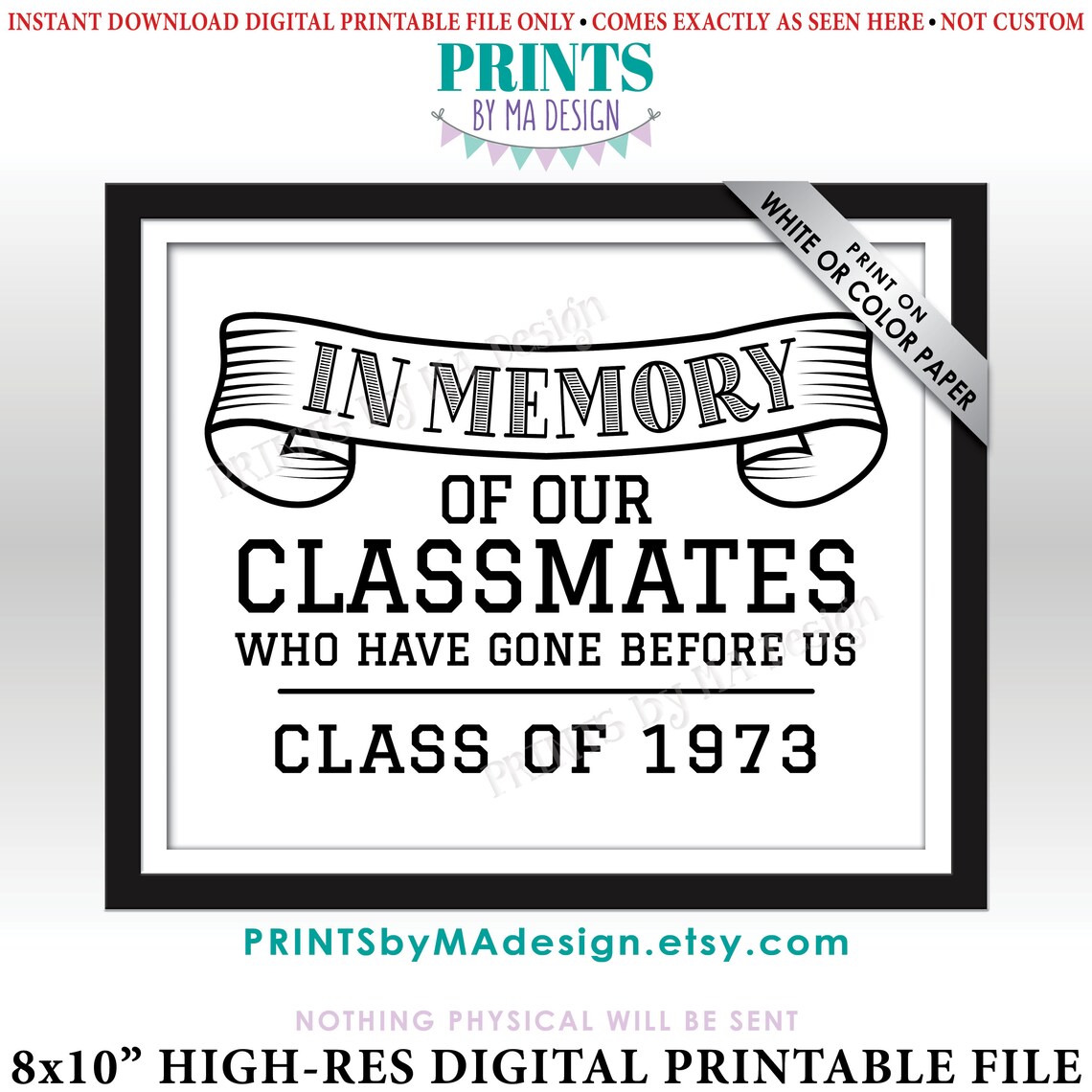 Class of 1973 Reunion Memorial, in Memory of the Classmates Who Have ...