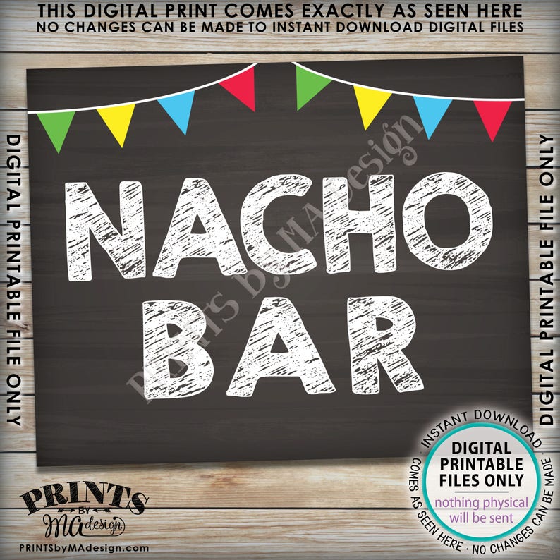 Nacho Bar Sign & Labels Build Your Own Nachos Station Mexican - Etsy