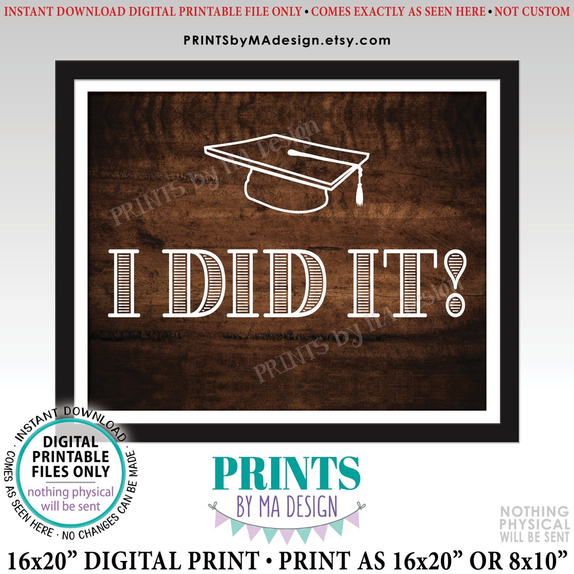 I Did It Graduation Sign High School Graduation or College - Etsy