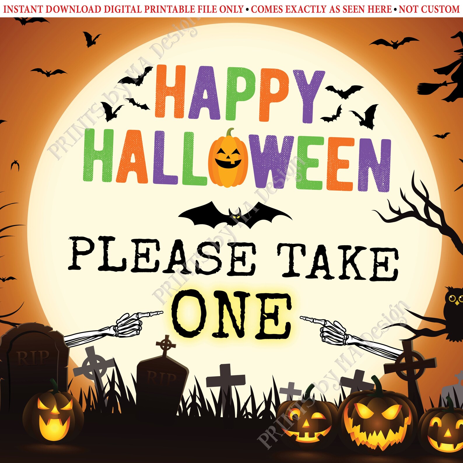 Please Take One Candy Sign Happy Halloween Trick-or-treat - Etsy