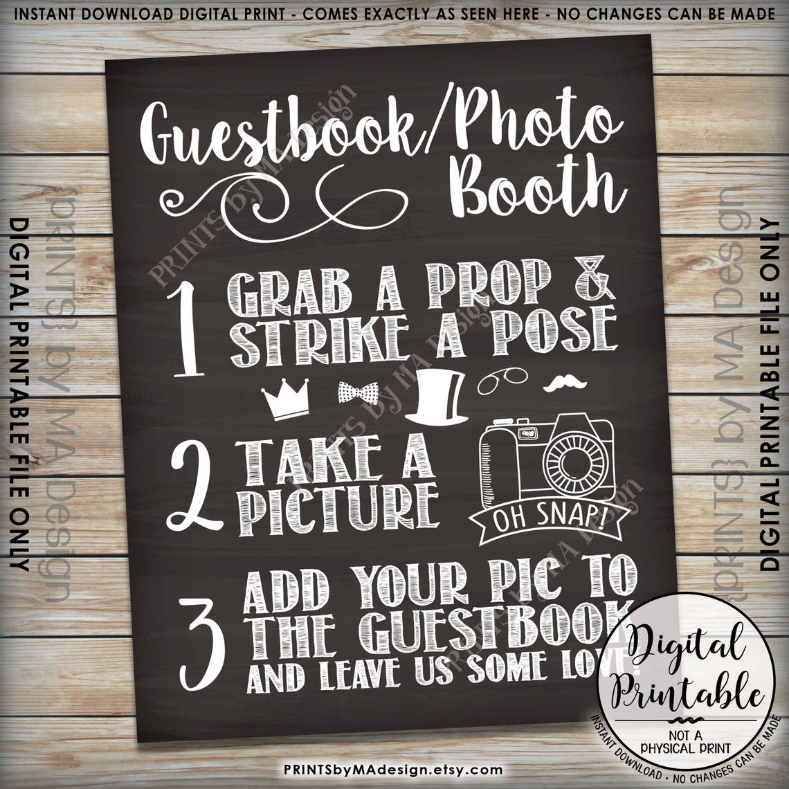 Guestbook Photobooth Sign Add Photo to the Guest Book Sign Photo Booth ...