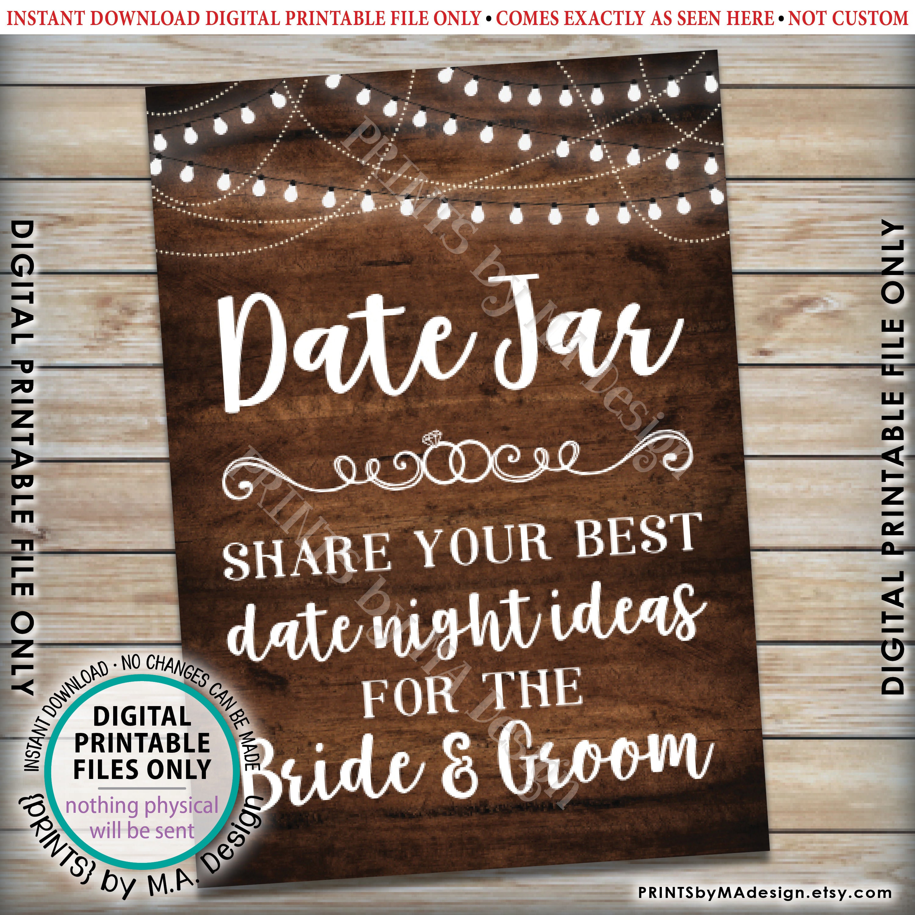 Date Jar Sign, Share your best Date Ideas with the Bride & Groom, Share ...
