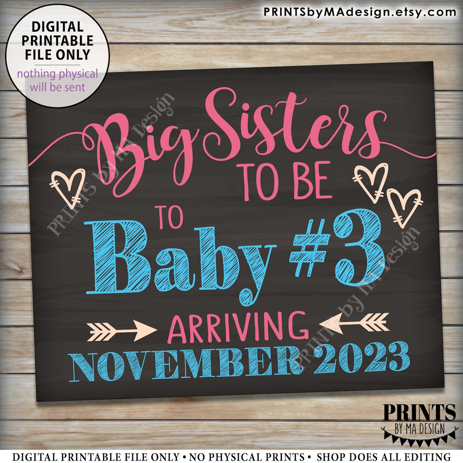 Baby 3 Pregnancy Announcement, Big Sisters to 3rd Baby Number 3 Photo ...