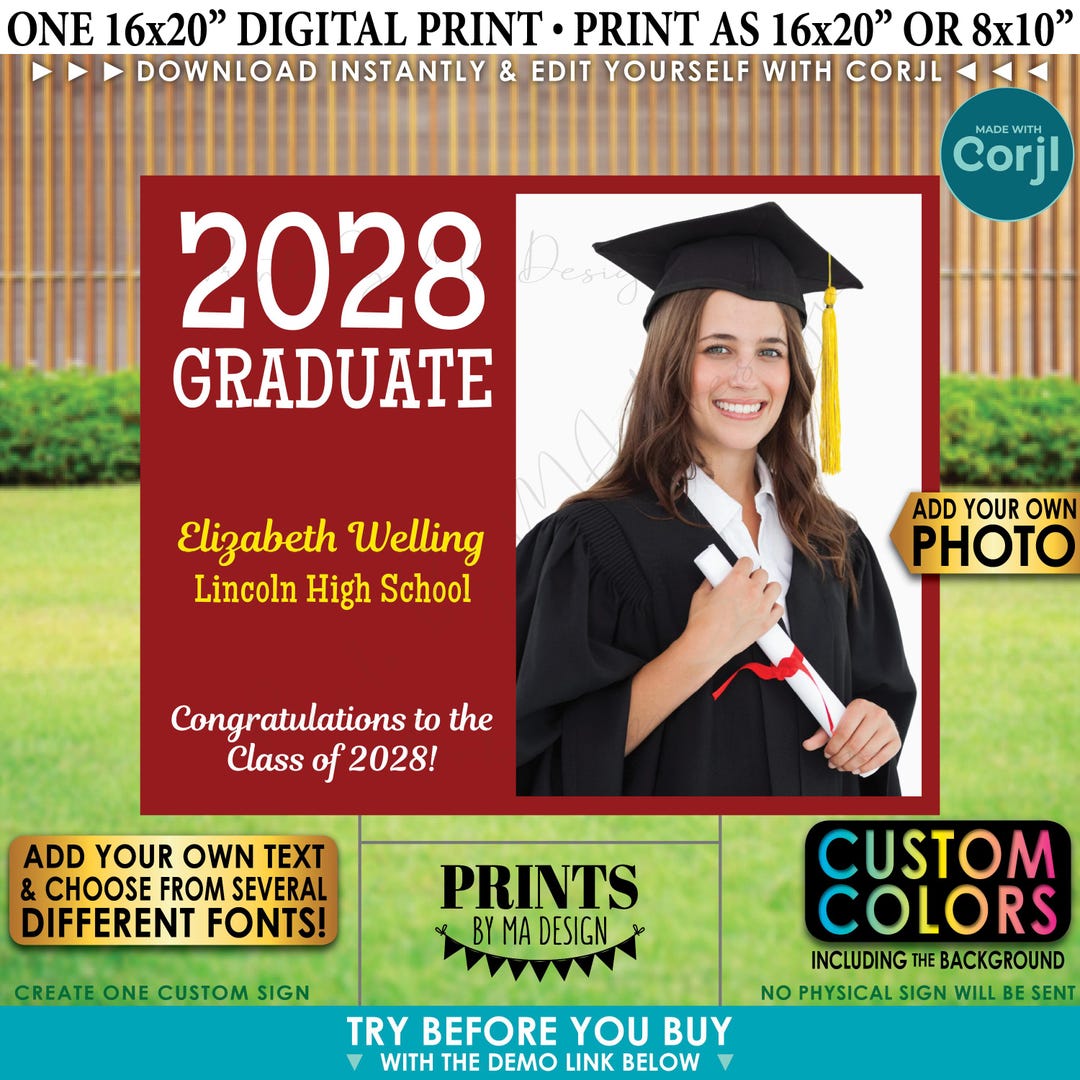 Editable Graduate Sign, Graduation Lawn or Yard Decoration, Add Your ...