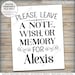 Please Leave a Note Wish or Memory Sign Leave a Note or - Etsy