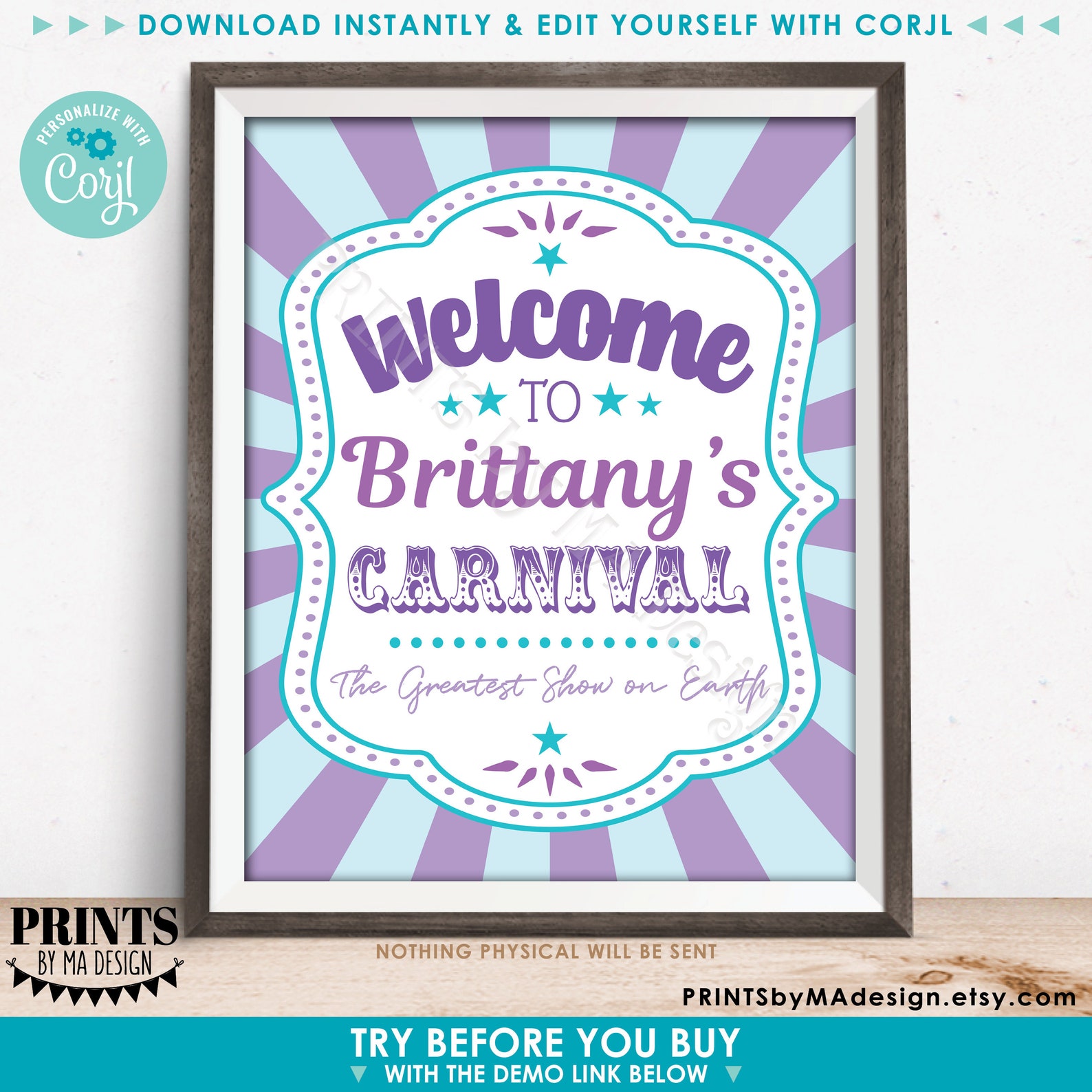 Carnival Welcome Sign, Welcome to the Carnival Theme Party Sign, Custom ...