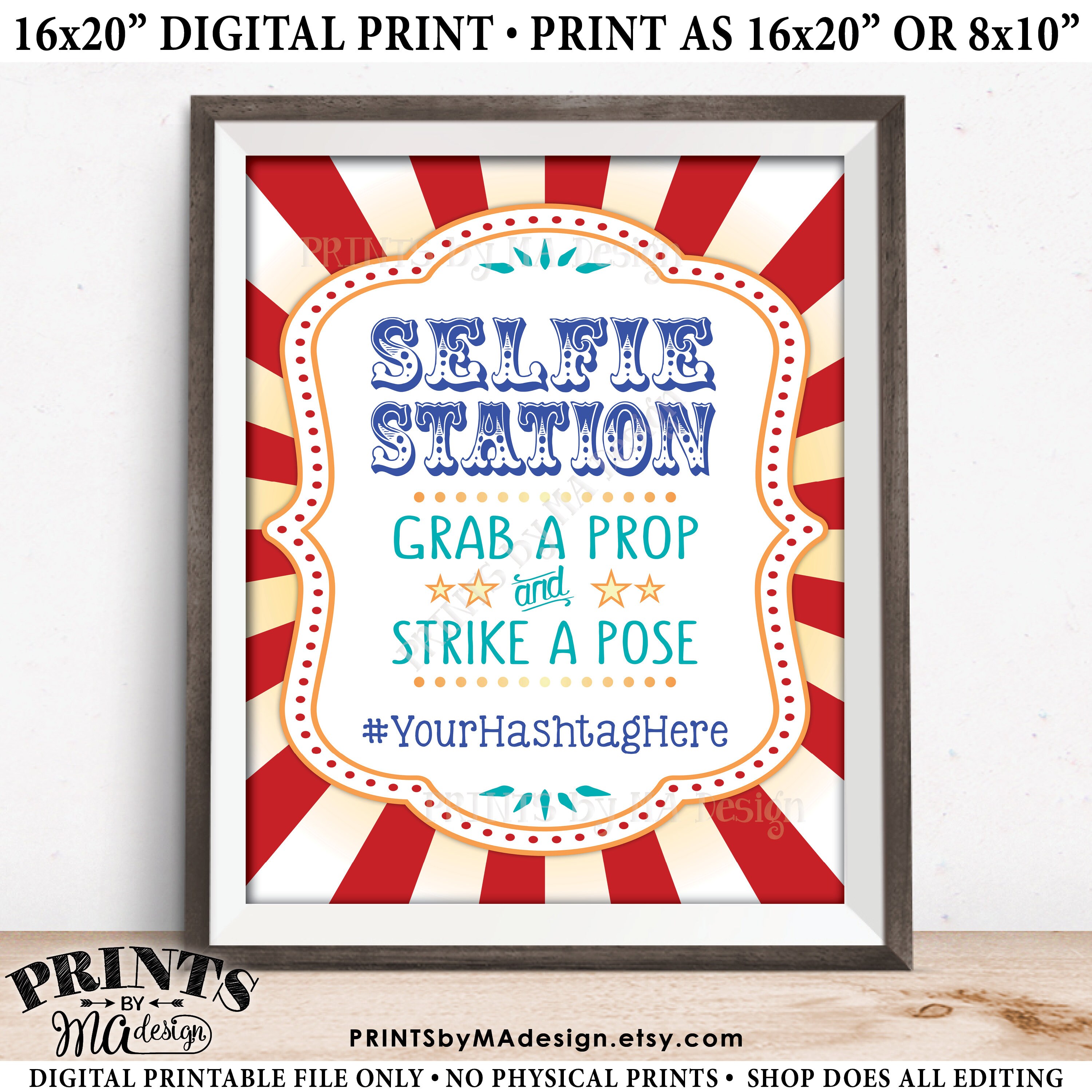 Selfie Station Sign, Hashtag Sign, Carnival Theme Party Sign, Carnival ...