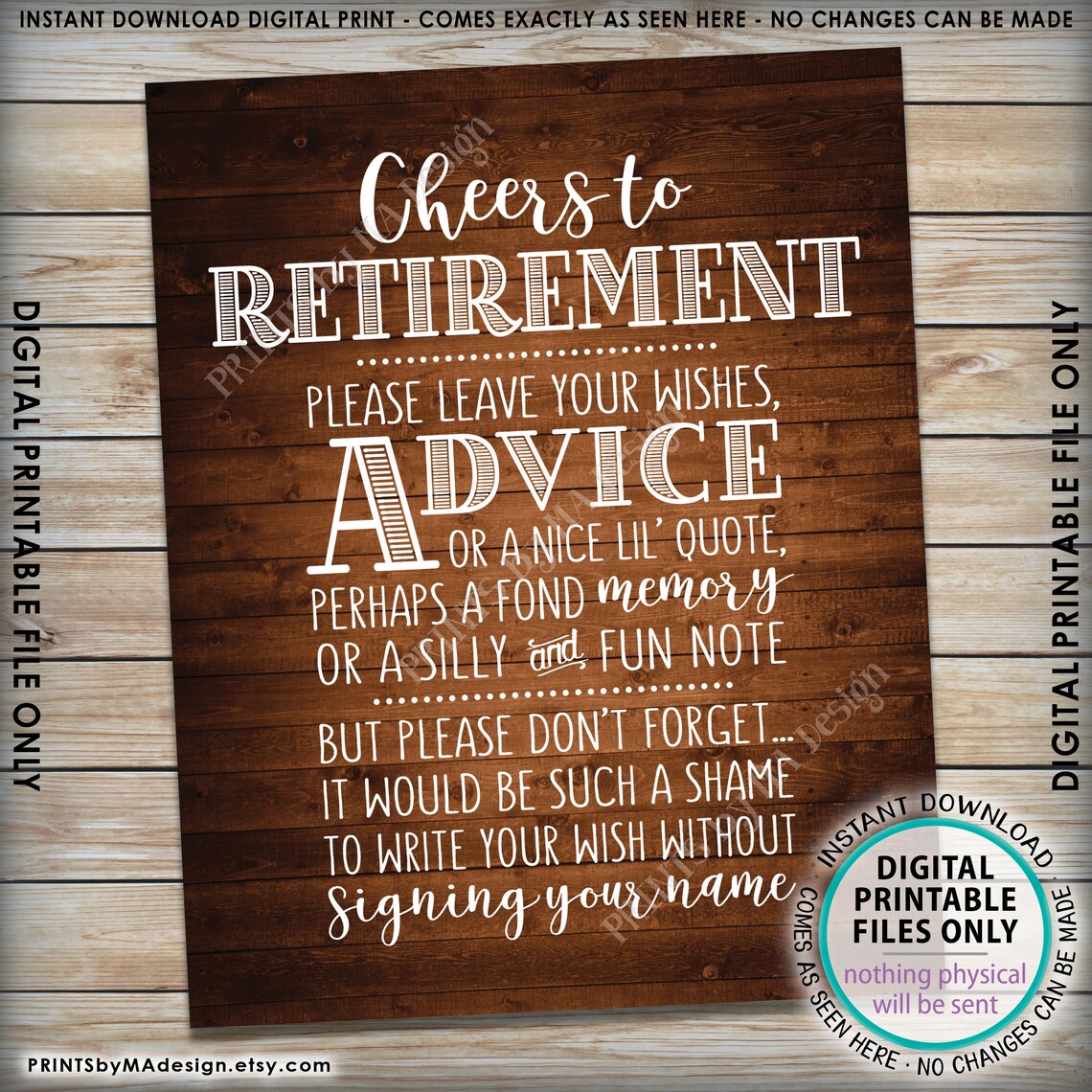 Cheers to Retirement Party Sign, Leave Your Wish, Advice, or Memory for ...