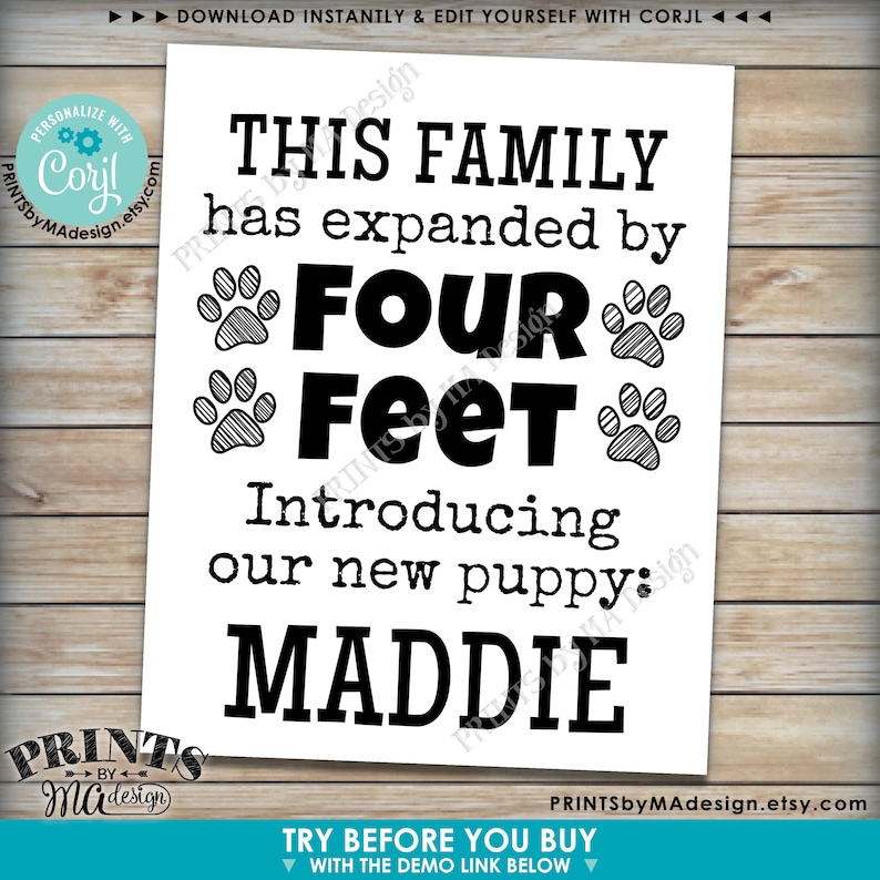 Editable Pet Sign Introducing Our New Pet Our Family has | Etsy