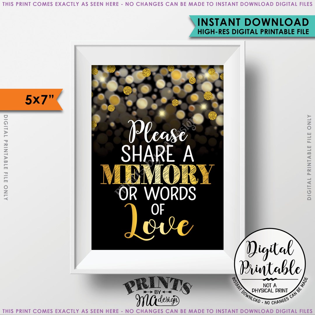 Share a Memory or Words of Love Sign, Birthday, Anniversary, Retirement ...