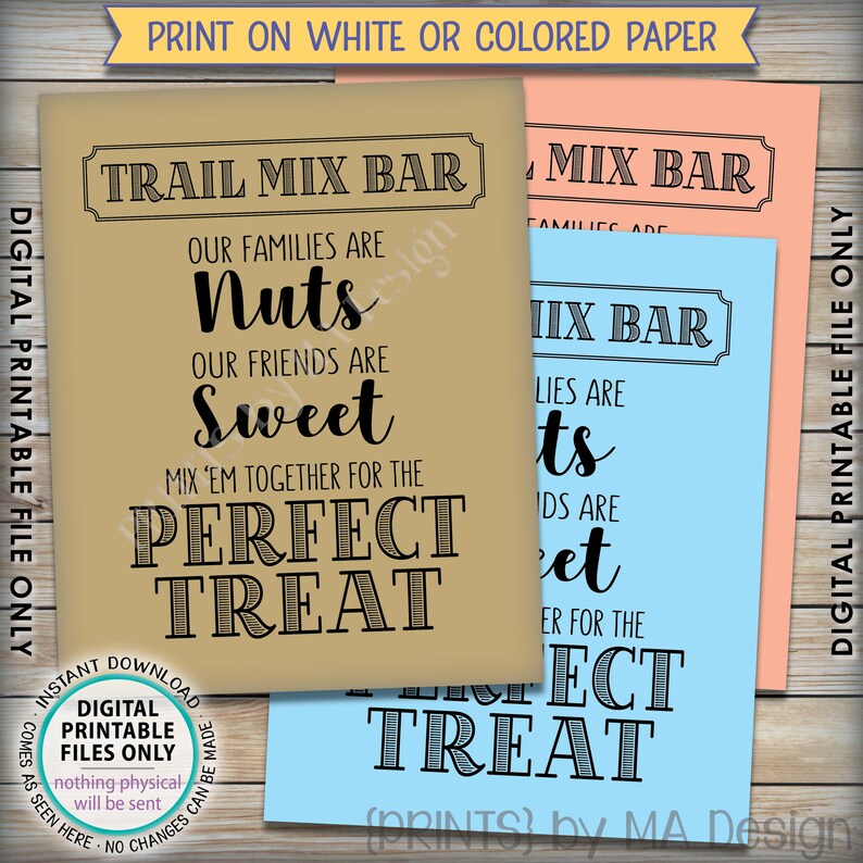 Trail Mix Bar Sign Families Are Nuts Friends Are Sweet Mix | Etsy