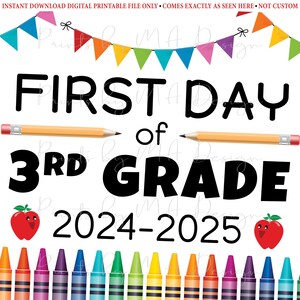 First Day of School Sign, Third Grader, Starting 3rd Grade Three, 2024 ...