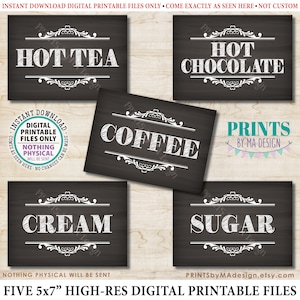 Coffee Bar Signs, Coffee Station Display, Hot Tea, Hot Chocolate, Cream ...