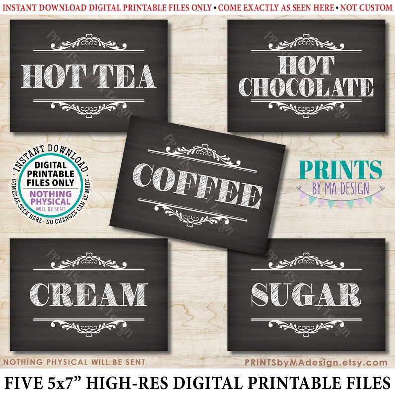 Coffee Bar Signs Coffee Station Display Hot Tea Hot - Etsy