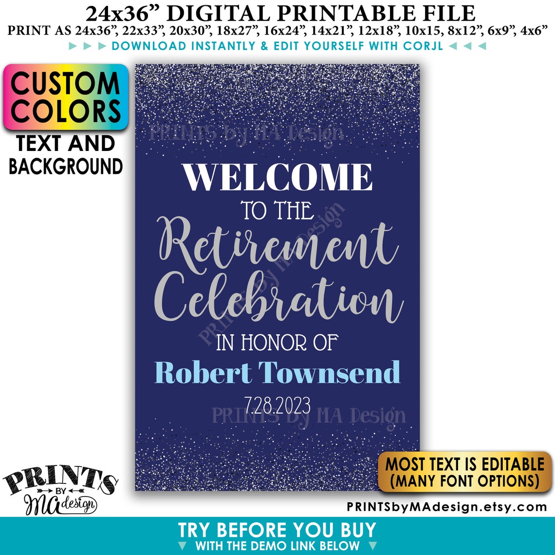 Retirement Party Sign Welcome to the Retirement Celebration - Etsy