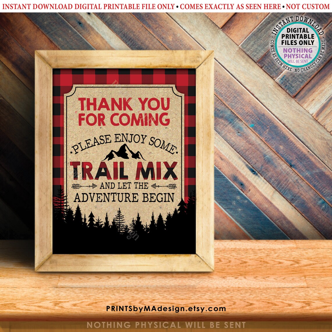 Lumberjack Trail Mix Sign, Thank You for Coming, Enjoy Some Trail Mix ...
