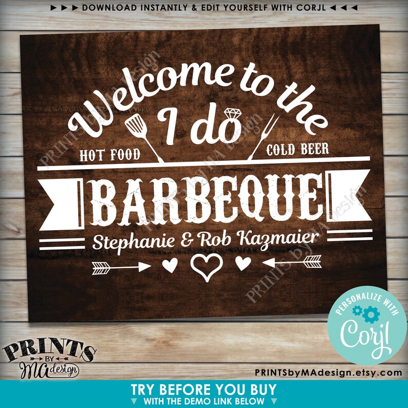 Editable Wedding BBQ Sign Backyard Barbecue Welcome - Etsy