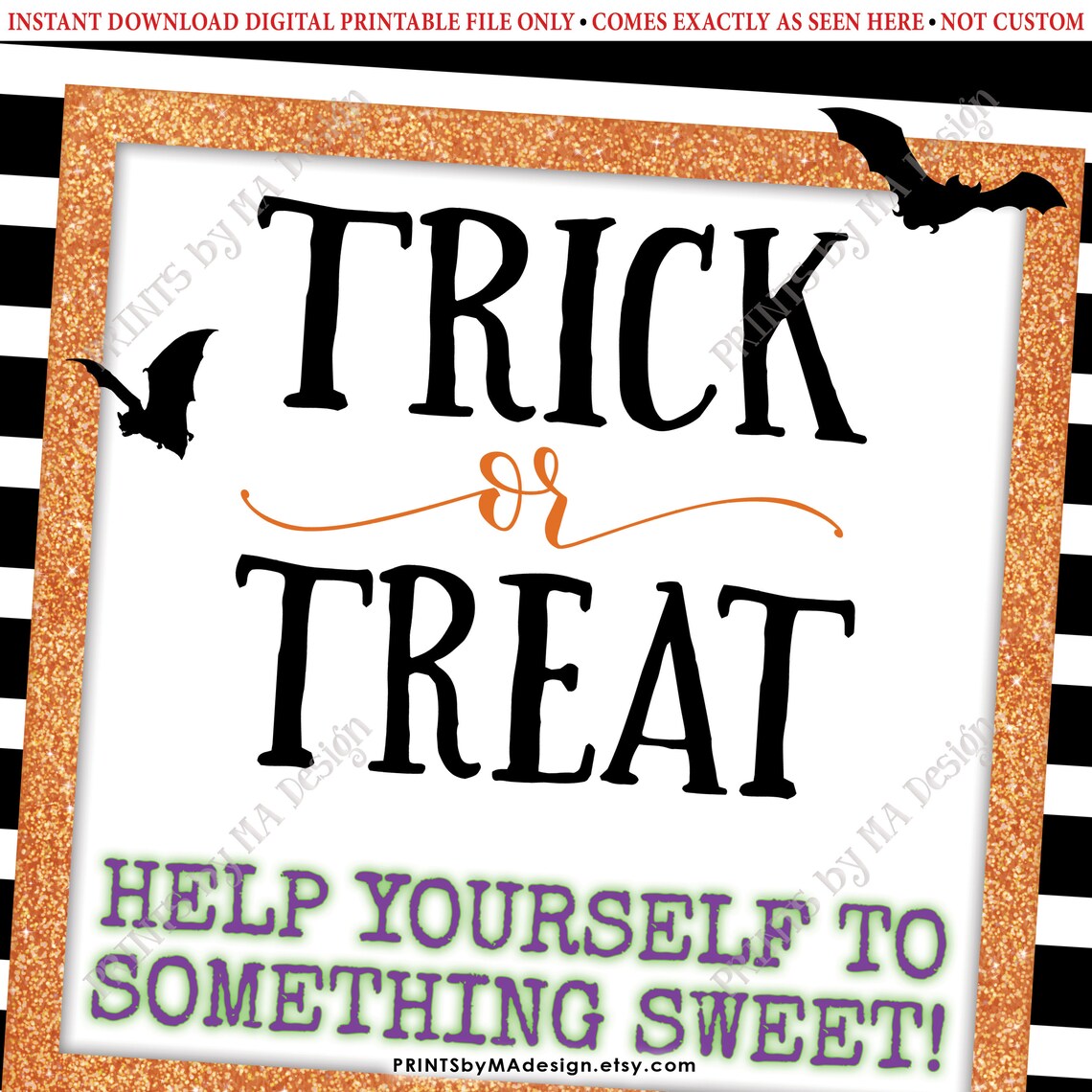 Trick or Treat Help Yourself to Something Sweet Treat Sign - Etsy