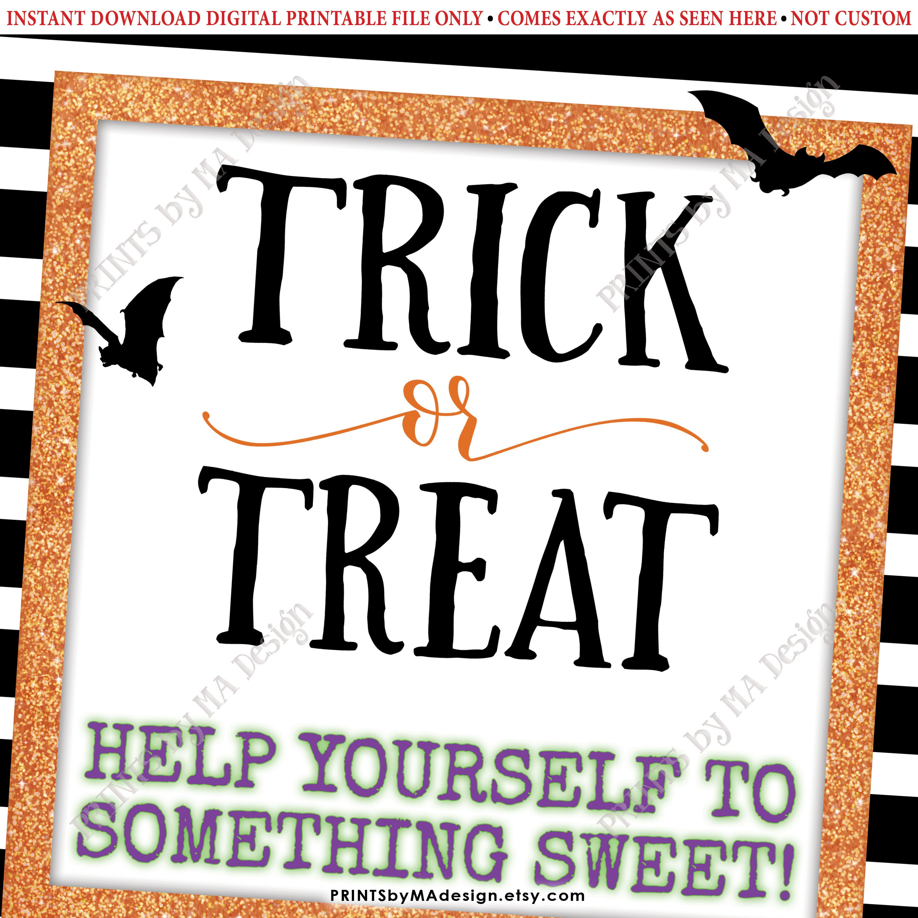 Trick or Treat Help Yourself to Something Sweet Treat Sign - Etsy