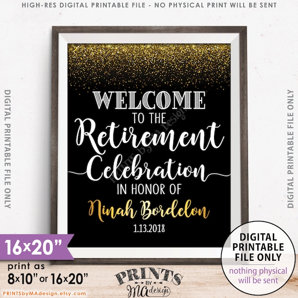 Black and Gold Retirement Welcome Sign - Etsy