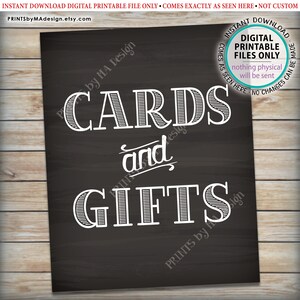 Cards and Gifts Sign, PRINTABLE 8x10” Chalkboard Style Gift Table Sign ...