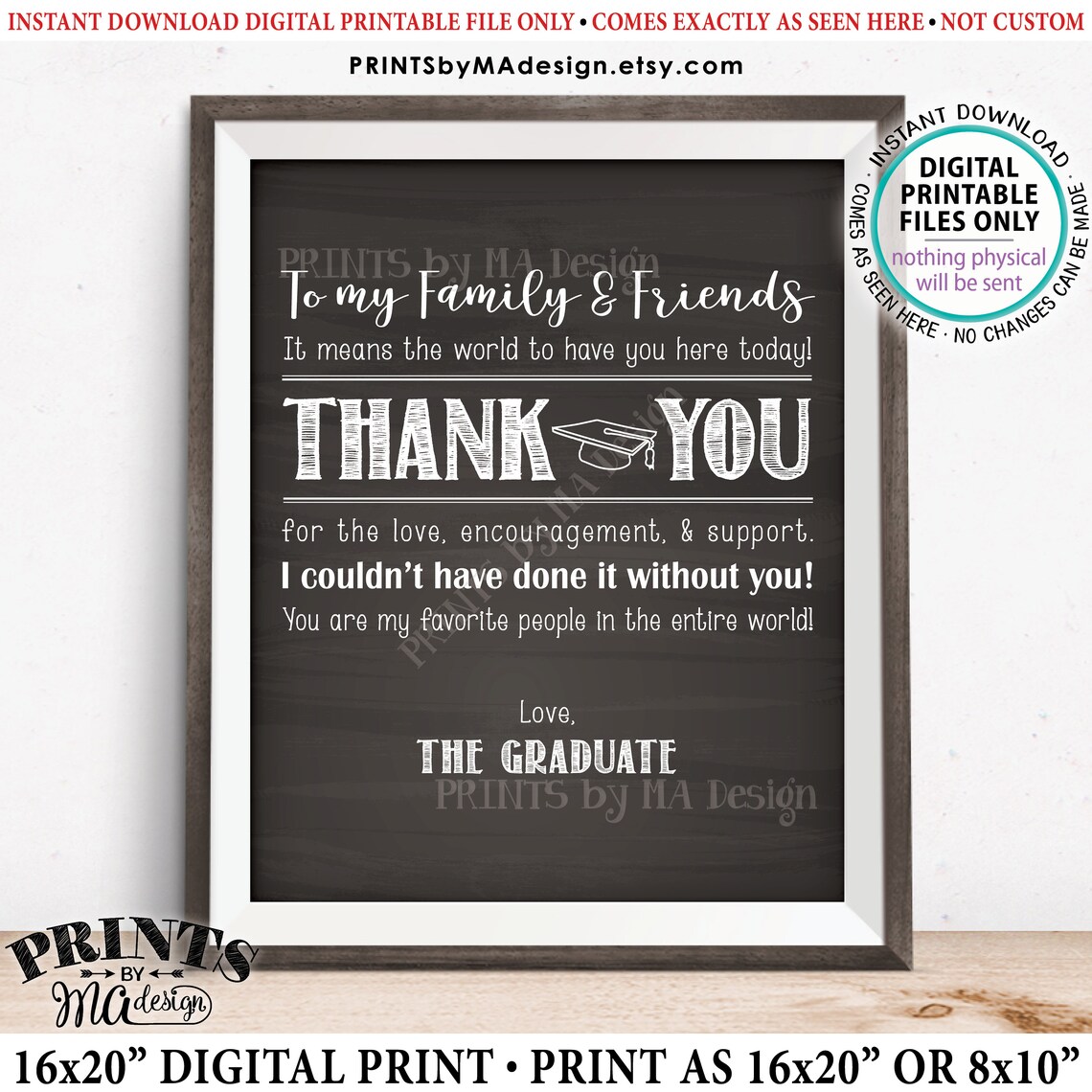 Grad Thank You Sign Thanks From the Graduate Thank You Card - Etsy