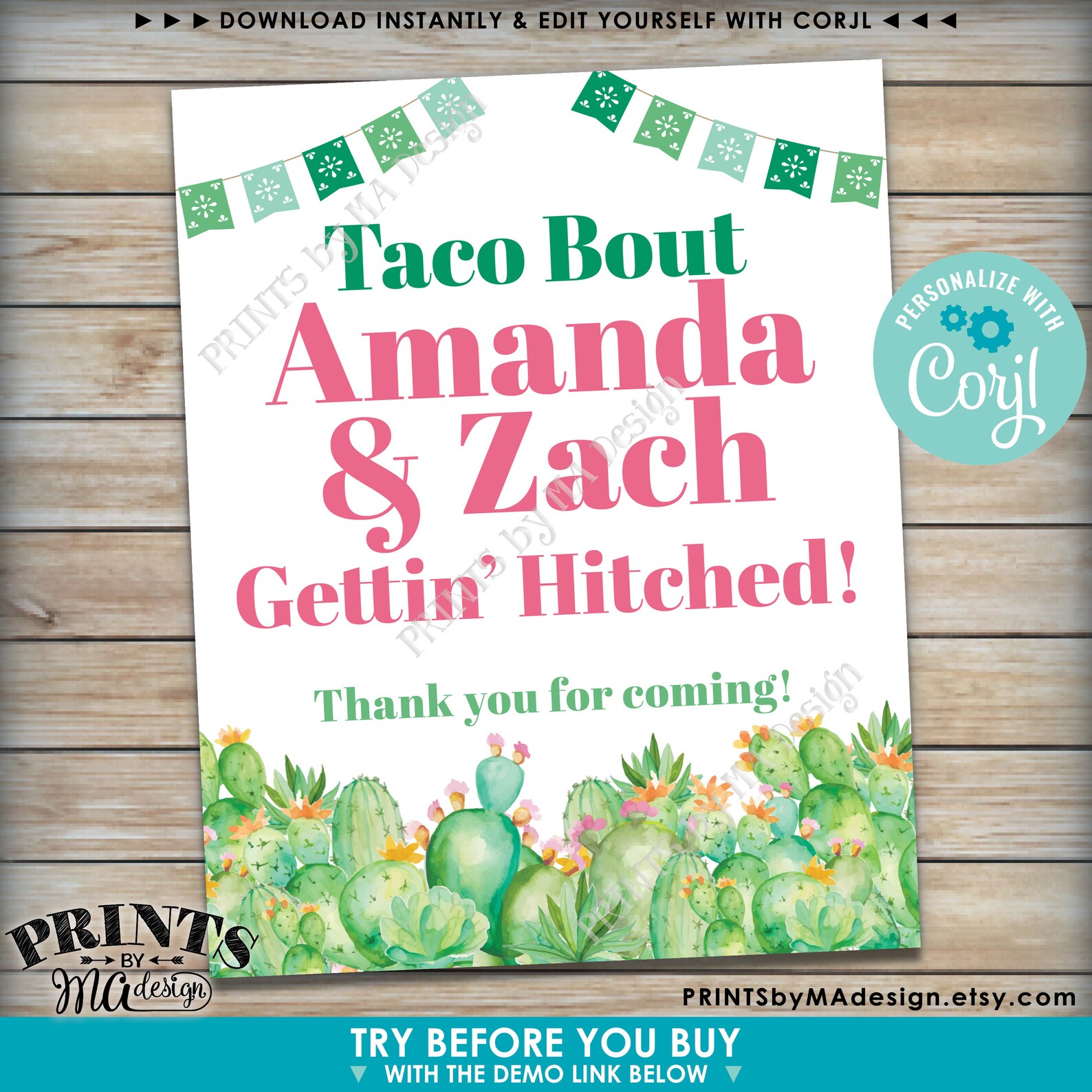 Cactus Bridal Shower Welcome Sign Southwest Succulents - Etsy