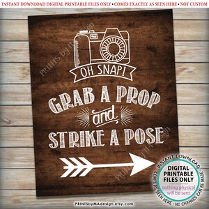 Grab a Prop and Strike a Pose Signs With Arrows Pointing to Photobooth ...