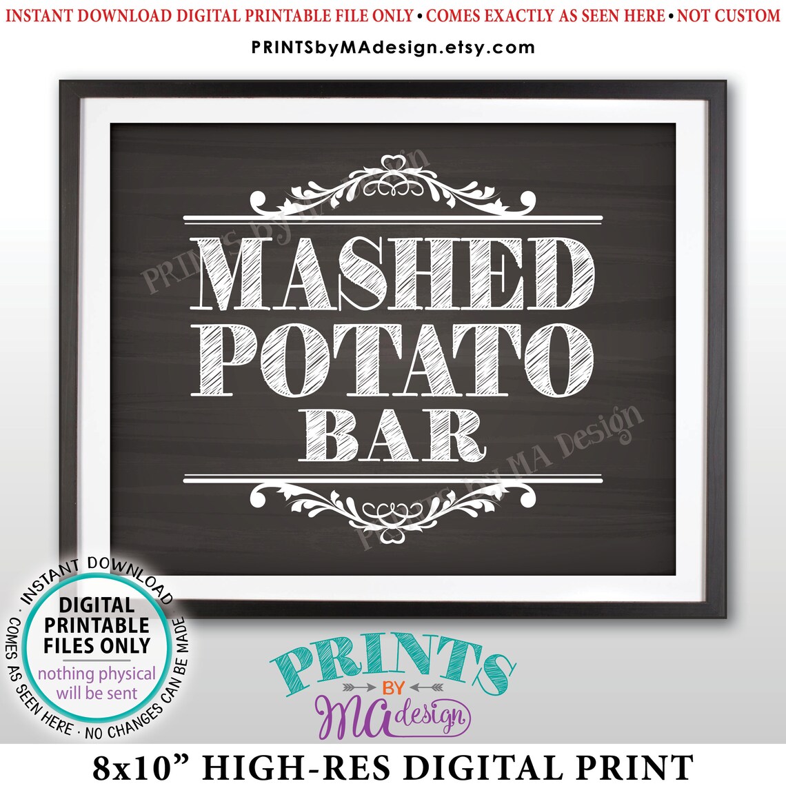 Mashed Potato Bar Sign Build Your Own Bowl of Potatoes | Etsy