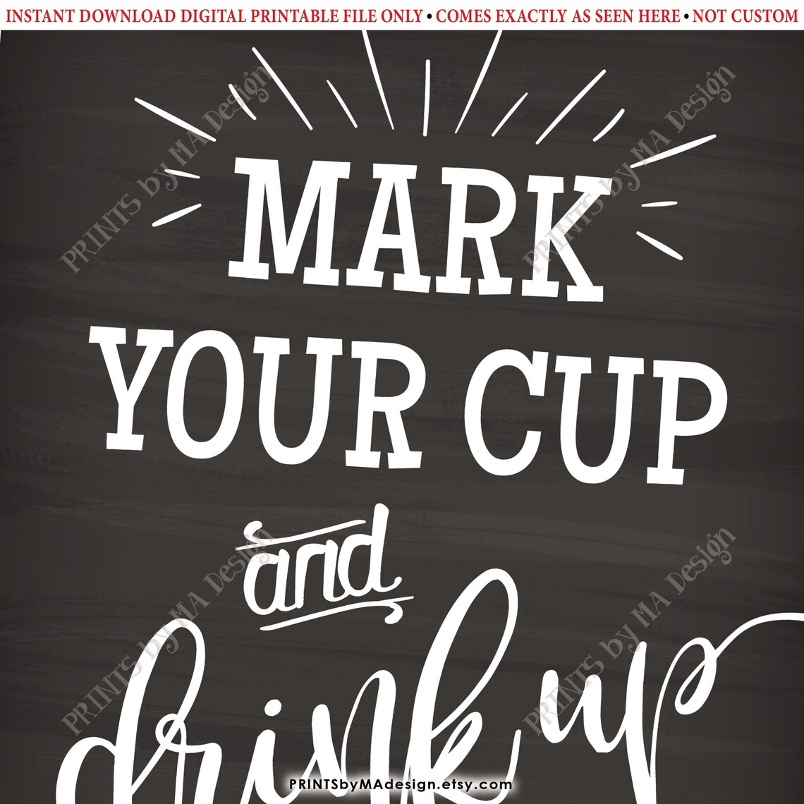 Mark Your Cup and Drink up Sign Write Your Name on a Cup - Etsy