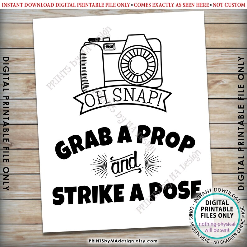 Grab a Prop and Strike a Pose Sign Photo Booth or Selfie - Etsy
