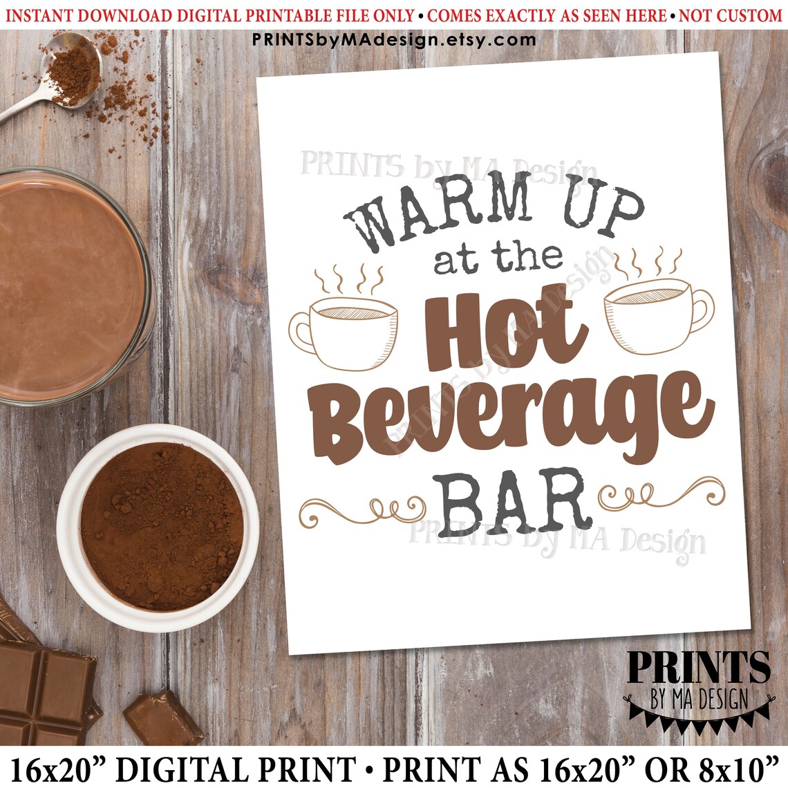 Hot Beverage Bar Sign Hot Chocolate Station Hot Cocoa Drink - Etsy