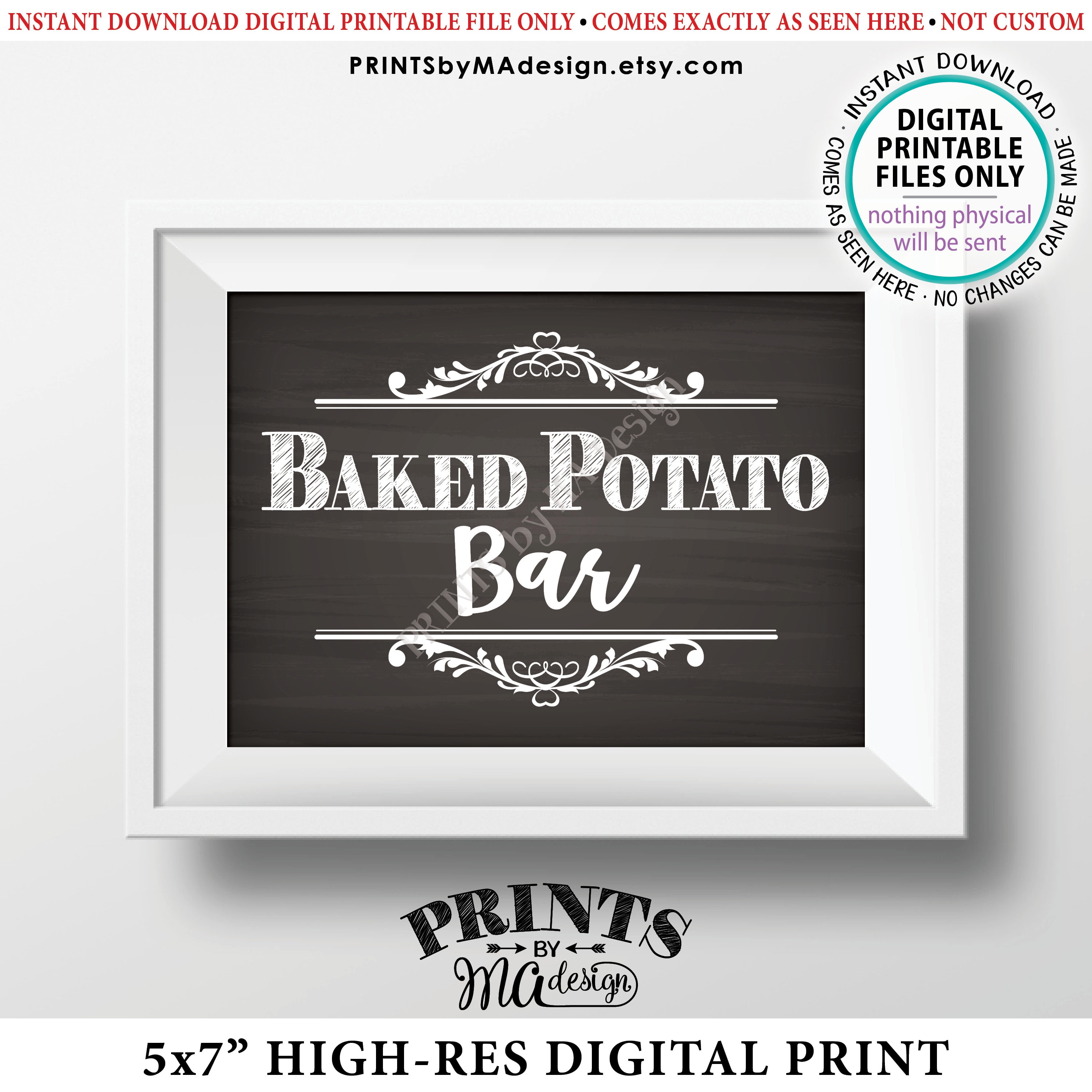 Baked Potato Bar Sign Potato Station Wedding Shower Graduation 